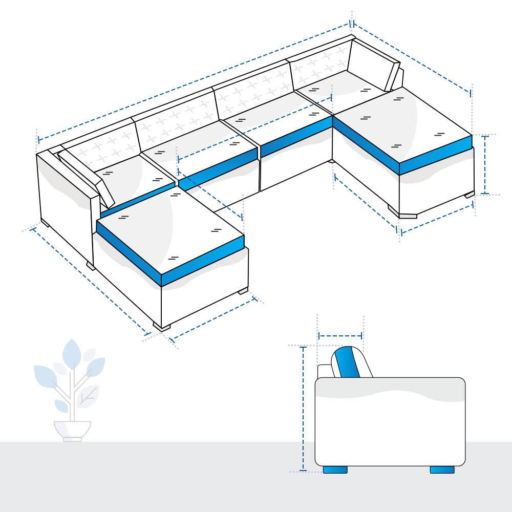 Buy U-Shaped Sectional Couch Covers in Custom Design 2 | Covers & All UK